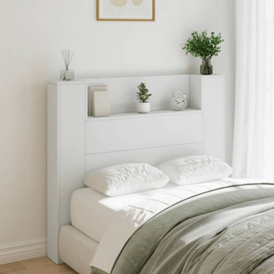 Berkfield Headboard Cabinet with LED White 120x16.5x103.5 cm