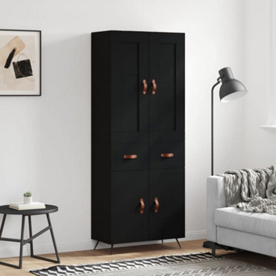 Berkfield Highboard Black 69.5x34x180 cm Engineered Wood | DIY at B&Q