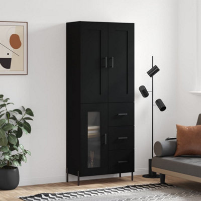 Berkfield Highboard Black 69.5x34x180 cm Engineered Wood | DIY at B&Q