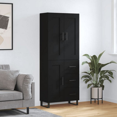 Berkfield Highboard Black 69.5x34x180 cm Engineered Wood | DIY at B&Q