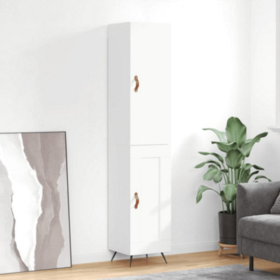 Berkfield Highboard High Gloss White 34.5x34x180 cm Engineered Wood