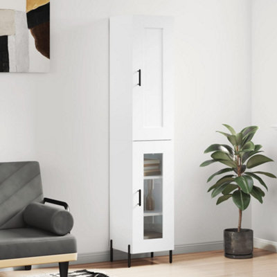 Berkfield Highboard High Gloss White 34.5x34x180 cm Engineered Wood ...