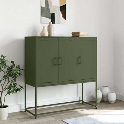 Berkfield Highboard Olive Green 100.5x39x107 cm Steel