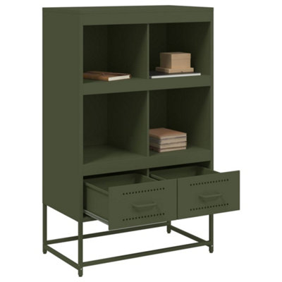 Berkfield Highboard Olive Green 68.5x39 x111.5 cm Steel