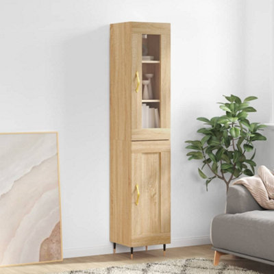 Berkfield Highboard Sonoma Oak 34.5x34x180 cm Engineered Wood | DIY at B&Q