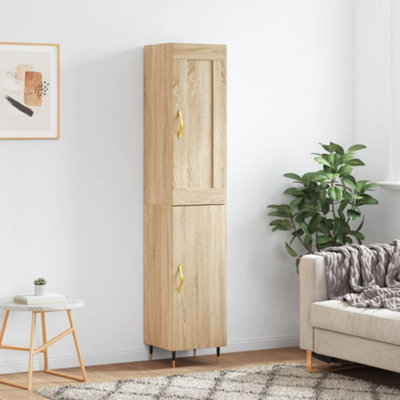Berkfield Highboard Sonoma Oak 34.5x34x180 cm Engineered Wood | DIY at B&Q