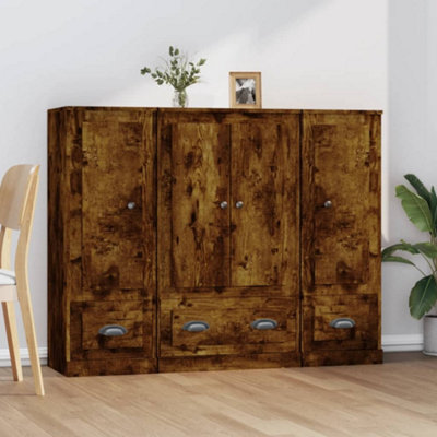 Berkfield Highboards 3 pcs Smoked Oak Engineered Wood | DIY at B&Q