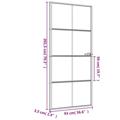 Berkfield Interior Door Slim Black 93x201.5 cm Tempered Glass and Aluminium