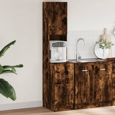 Berkfield Kitchen Cabinet Smoked Oak 35x50x180 cm Engineered Wood