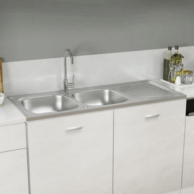 Buy Berkfield Kitchen Sink with Double Sinks Silver 1200x600x155 mm ...