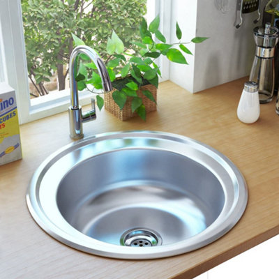 Berkfield Kitchen Sink with Strainer and Trap Stainless Steel | DIY at B&Q