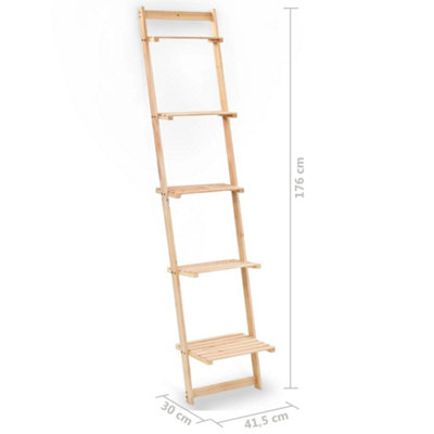 Berkfield Ladder Wall Shelf Cedar Wood 41.5x30x176 cm