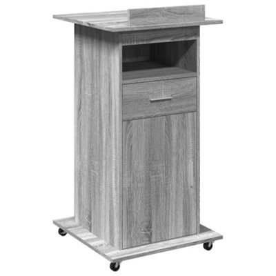 Berkfield Lectern with Wheels & Drawer Grey Sonoma 55x55x107 cm ...