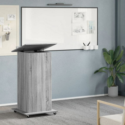 Berkfield Lectern with Wheels & Drawer Grey Sonoma 55x55x107 cm ...