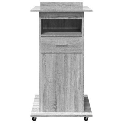 Berkfield Lectern with Wheels & Drawer Grey Sonoma 55x55x107 cm ...