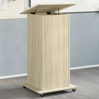 Shop Berkfield Lectern with Wheels & Drawer Sonoma Oak 55x55x107 cm ...