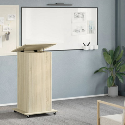Shop Berkfield Lectern with Wheels & Drawer Sonoma Oak 55x55x107 cm ...