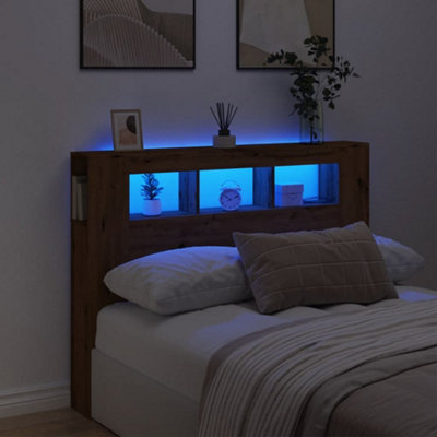 Berkfield LED Headboard Artisan Oak 140x18.5x103.5 cm Engineered Wood