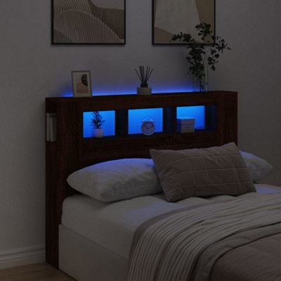 Berkfield LED Headboard Brown Oak 140x18.5x103.5 cm Engineered Wood
