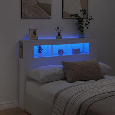 Berkfield LED Headboard White 140x18.5x103.5 cm Engineered Wood