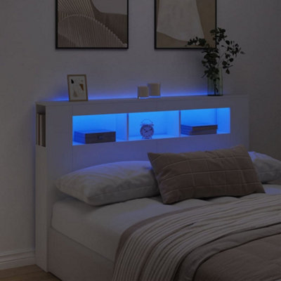 Berkfield LED Headboard White 160x18.5x103.5 cm Engineered Wood