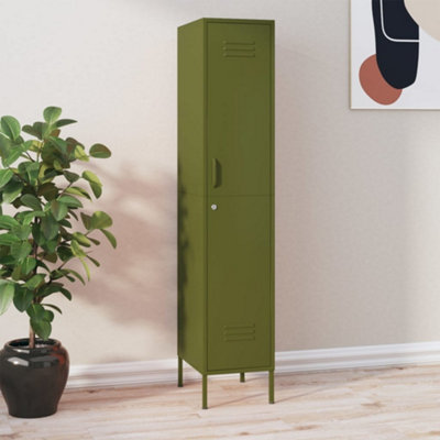 Berkfield Locker Cabinet Olive Green 35x46x180 cm Steel | DIY at B&Q