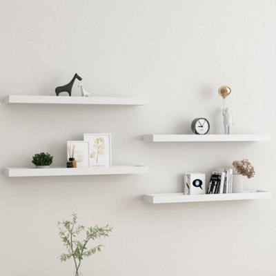 Berkfield Loggia Wall Shelves 4 pcs White 80x15x4 cm MDF | DIY at B&Q