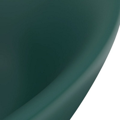 Berkfield Luxury Basin Overflow Oval Matt Dark Green 58.5x39 cm Ceramic