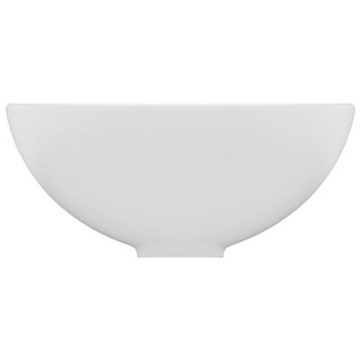 Berkfield Luxury Bathroom Basin Round Matt White 32.5x14 cm Ceramic