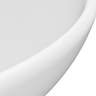 Berkfield Luxury Bathroom Basin Round Matt White 32.5x14 cm Ceramic