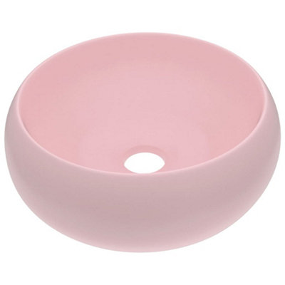 Berkfield Luxury Wash Basin Round Matt Pink 40x15 cm Ceramic