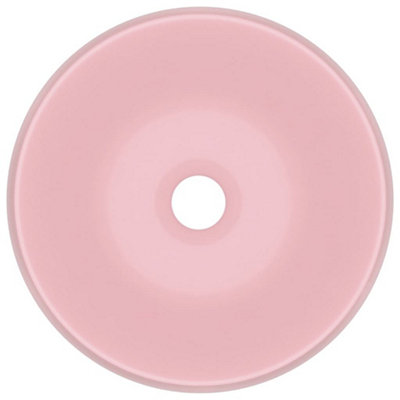 Berkfield Luxury Wash Basin Round Matt Pink 40x15 cm Ceramic