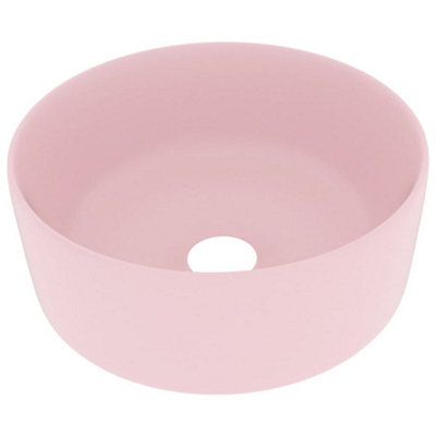 Berkfield Luxury Wash Basin Round Matt Pink 40x15 cm Ceramic