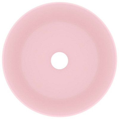 Berkfield Luxury Wash Basin Round Matt Pink 40x15 cm Ceramic