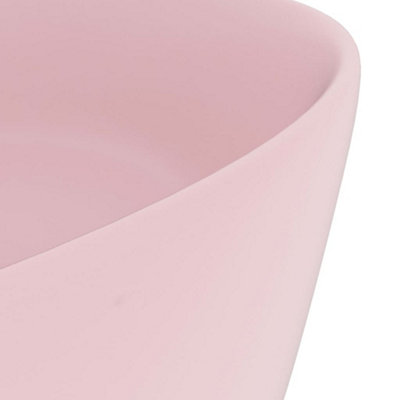 Berkfield Luxury Wash Basin Round Matt Pink 40x15 cm Ceramic