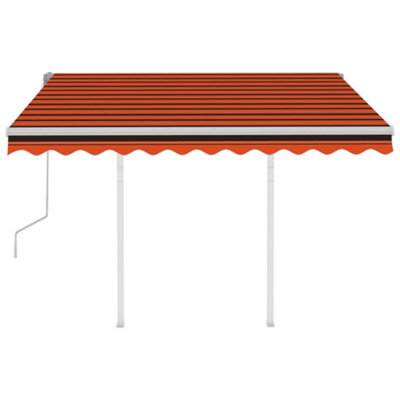 Berkfield Manual Retractable Awning with Posts 3.5x2.5 m Orange and Brown