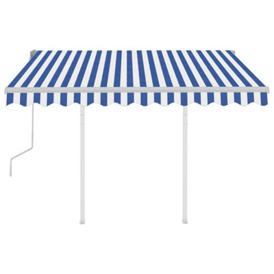 Berkfield Manual Retractable Awning with Posts 3x2.5 m Blue and White