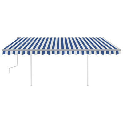 Berkfield Manual Retractable Awning with Posts 4x3 m Blue and White