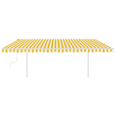 Berkfield Manual Retractable Awning with Posts 5x3 m Yellow and White