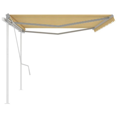 Berkfield Manual Retractable Awning with Posts 5x3 m Yellow and White