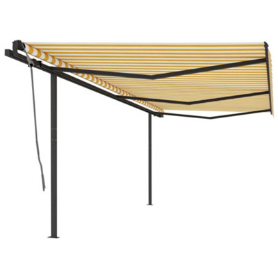 Berkfield Manual Retractable Awning with Posts 6x3 m Yellow and White