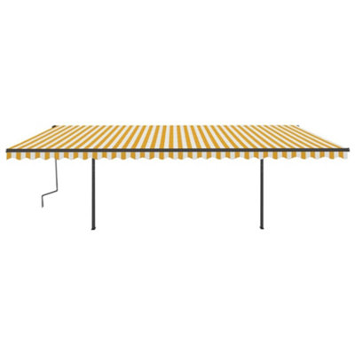Berkfield Manual Retractable Awning with Posts 6x3 m Yellow and White