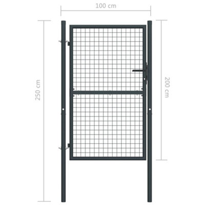 Berkfield Mesh Garden Gate Galvanised Steel 100x250 cm Grey