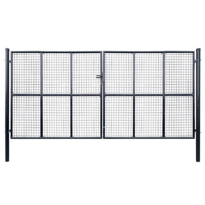 Berkfield Mesh Garden Gate Galvanised Steel 400x200 cm Grey