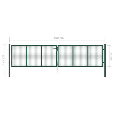 Berkfield Mesh Garden Gate Steel 400x75 cm Green