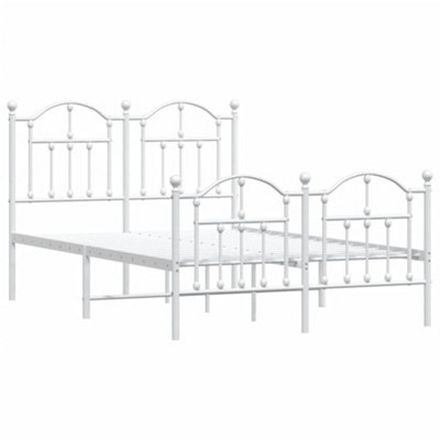 Berkfield Metal Bed Frame with Headboard and Footboard White 120x200 cm ...