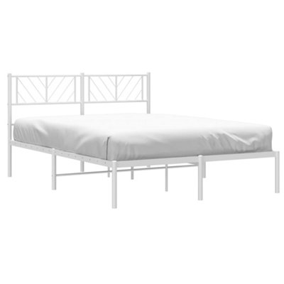 Berkfield Metal Bed Frame with Headboard White 135x190 cm | DIY at B&Q