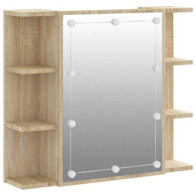 Berkfield Mirror Cabinet with LED Sonoma Oak 70x16.5x60 cm