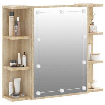 Berkfield Mirror Cabinet with LED Sonoma Oak 70x16.5x60 cm