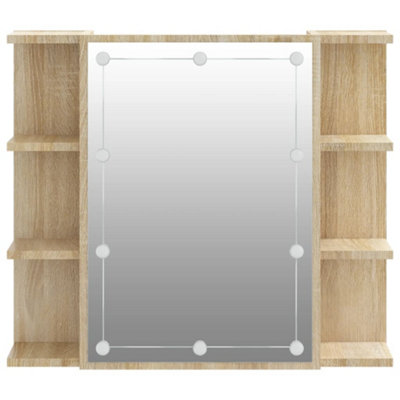 Berkfield Mirror Cabinet with LED Sonoma Oak 70x16.5x60 cm